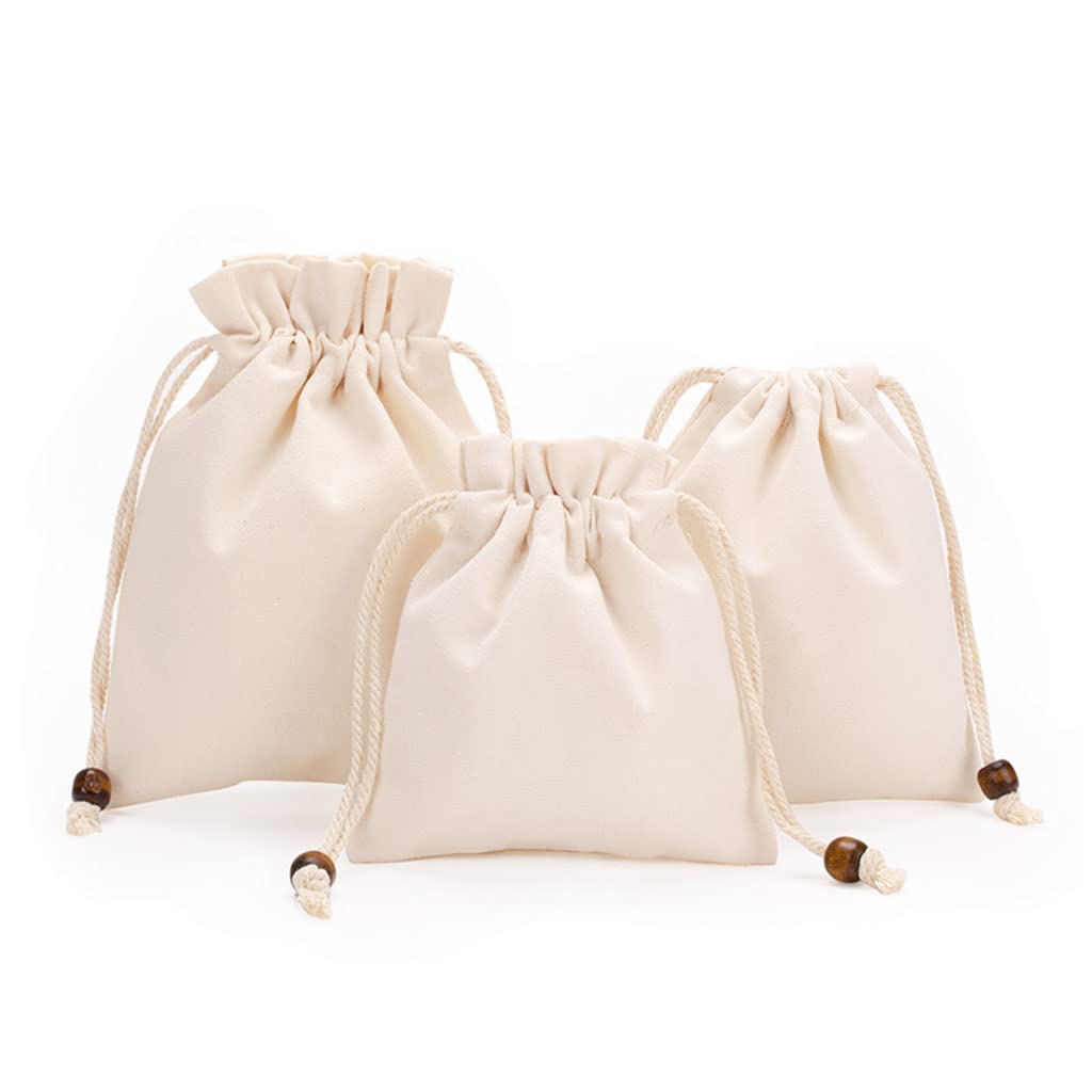 YOOYEH Washable Cotton Drawstring Bags Muslin Sachet Bag Reusable Produce Bags Herbal Bags DIY Tote Gift Bag for Candy Storage