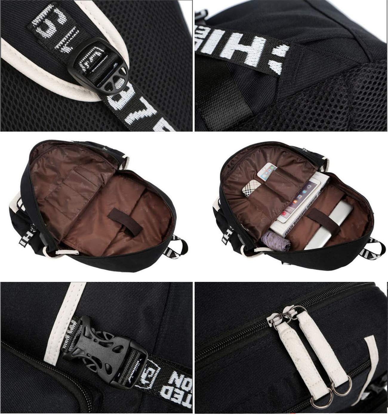 WANHONGYUE Hatsune Miku Luminous Laptop Backpack Rucksack Book Bag Casual Dayback Black-3
