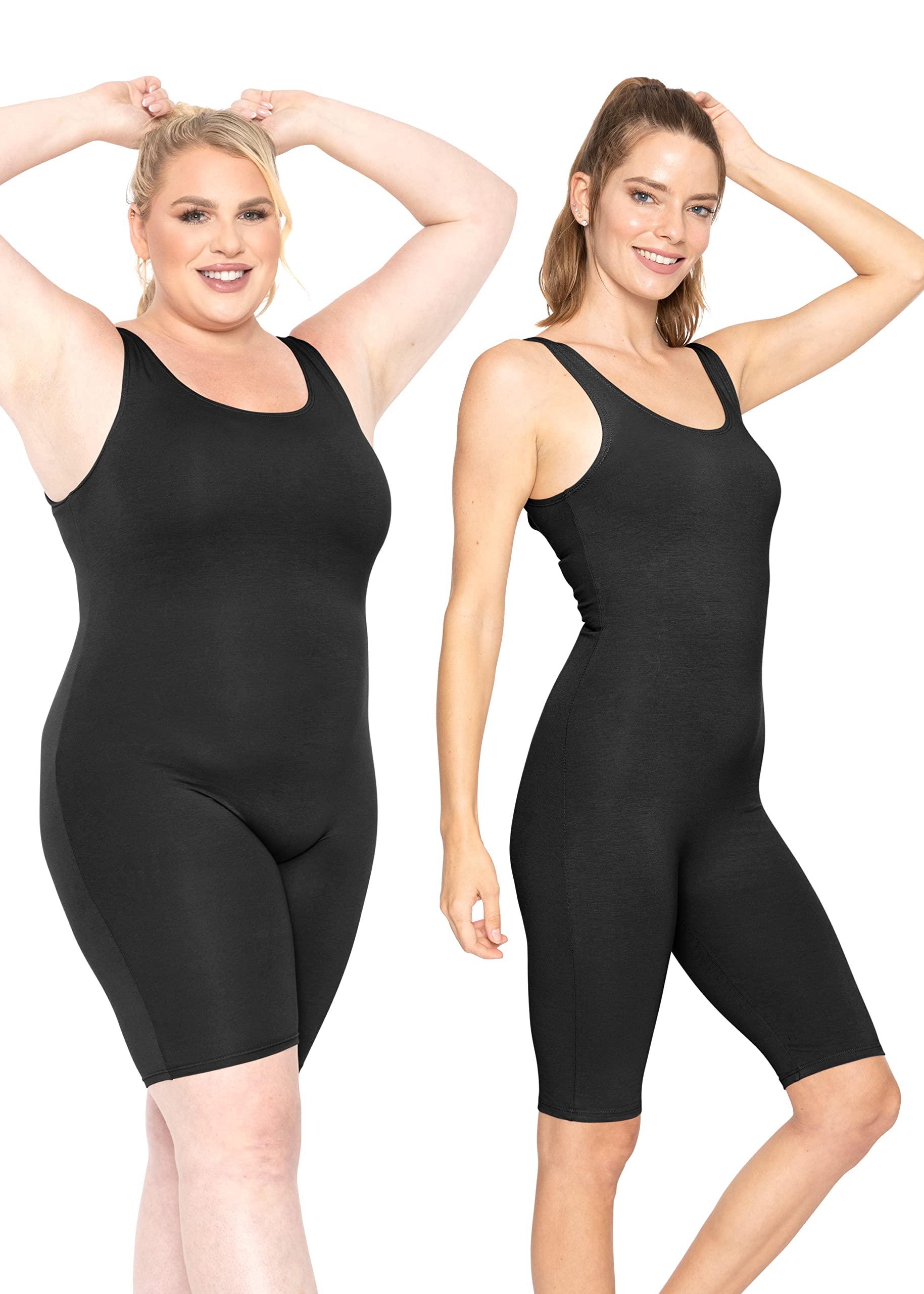 STRETCH IS COMFORT Women's Tank Unitard BIKETARD Black 2X