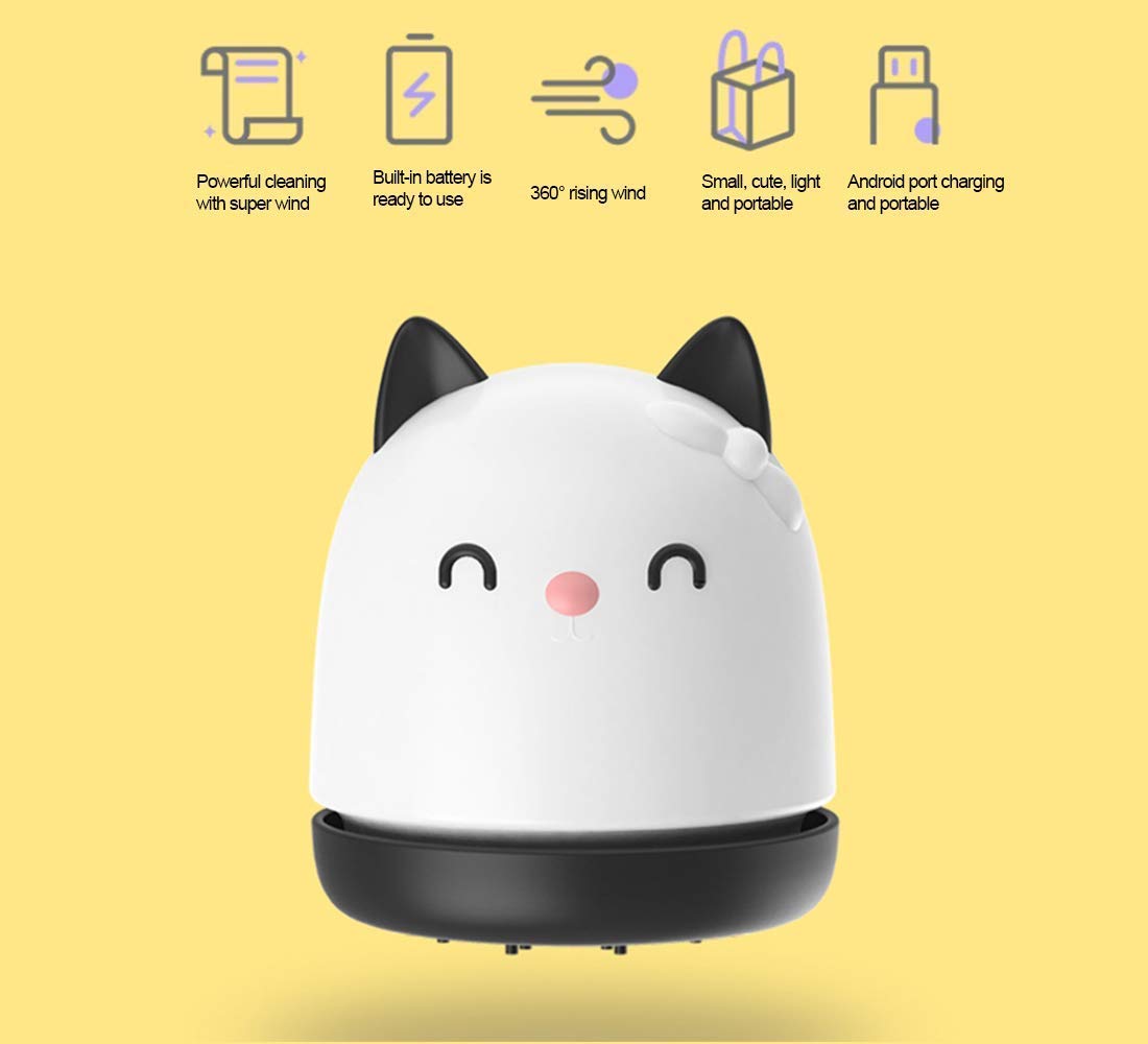 USB Desktop Vacuum Desk Dust Cleaner Mini Table Cat Vaccum Scraps, Collector Kitchen Gadget Office Supplies for Mom, Student, Women