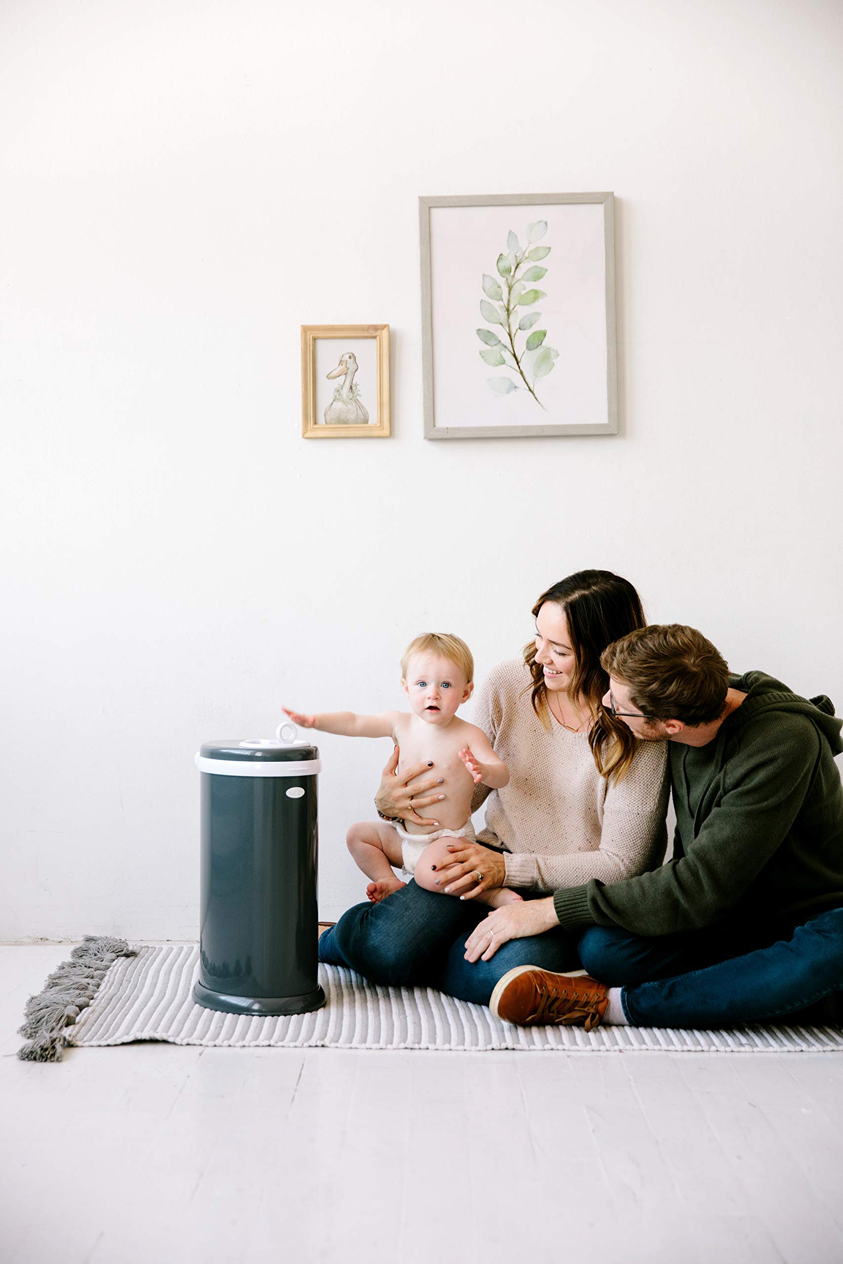 Ubbi Steel Diaper Pail, Odor Locking, No Special Bag Required, Award-Winning, Registry Must-Have, Slate