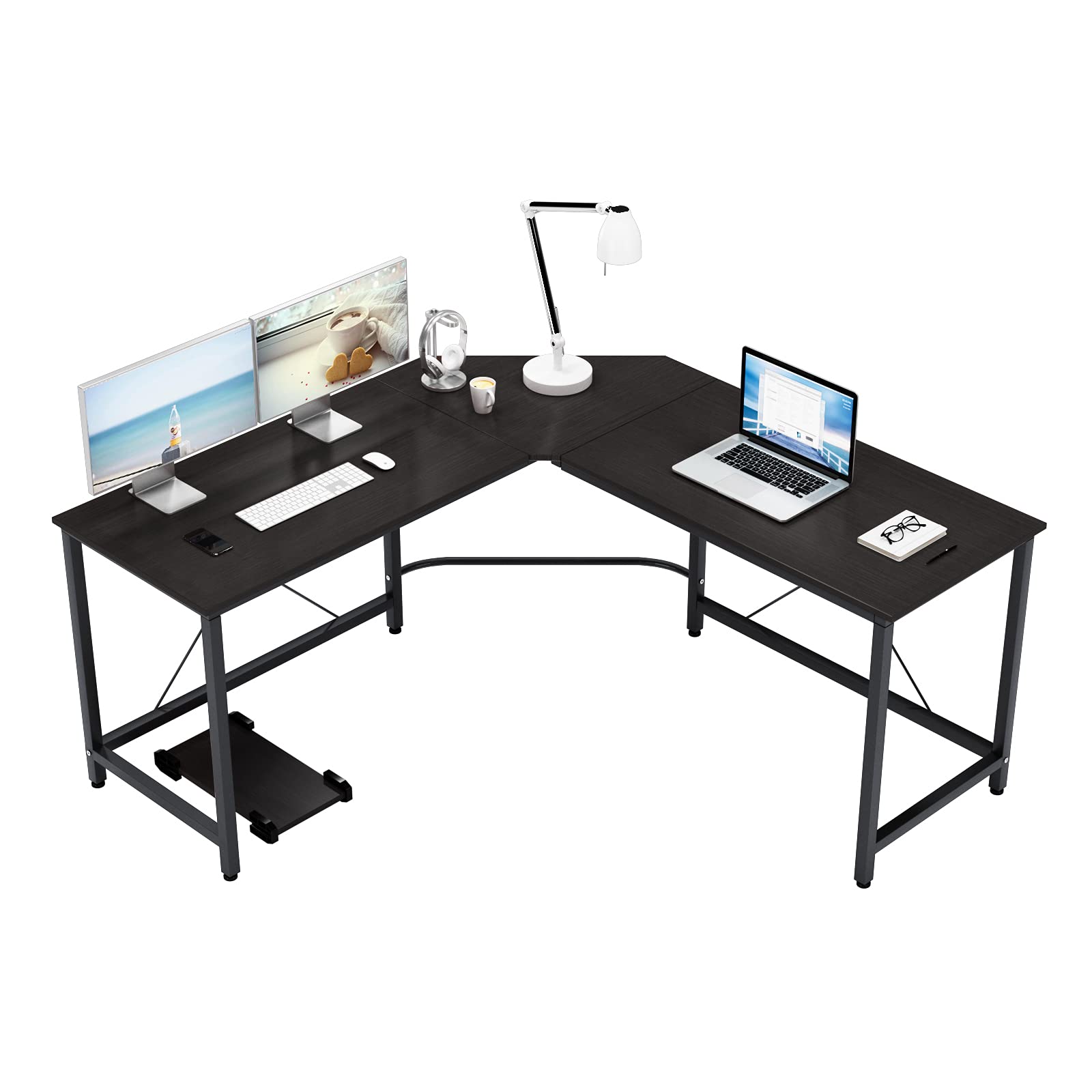 SogesGame 55 inch Corner Gaming Desk, L-Shaped Writing Studying Desk, Corner Desk with Cup Stand, Home Office Computer Desk, Desktop Computer Workstation,Suitable for Home Office Bedroom