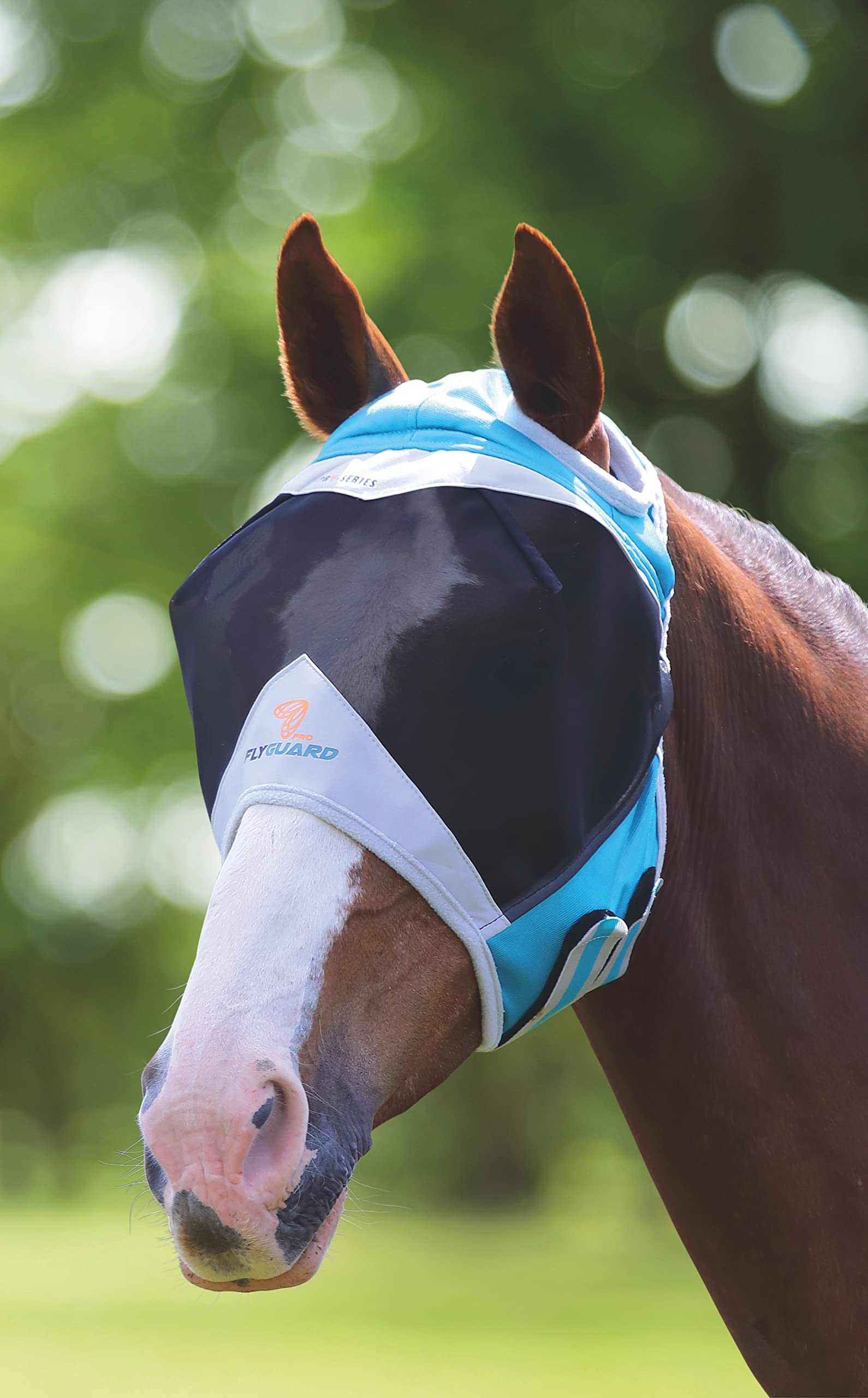 Shires Fine Mesh Horse Equine Fly Mask with Ear Holes 60% UV Protection (Full, Teal)