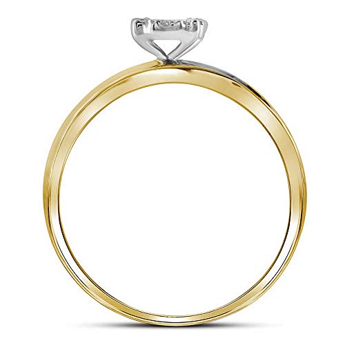 Sizes - L = 5.5, M = 11.5 - 10K Yellow Two Tone Gold Round Diamond Halo Circle Trio Three Ring Set - Matching His and Hers Engagement Ring & Wedding Bands - Prong Set Solitaire Center Setting Shape (1/5 cttw.) - Please use drop down menu to select your de
