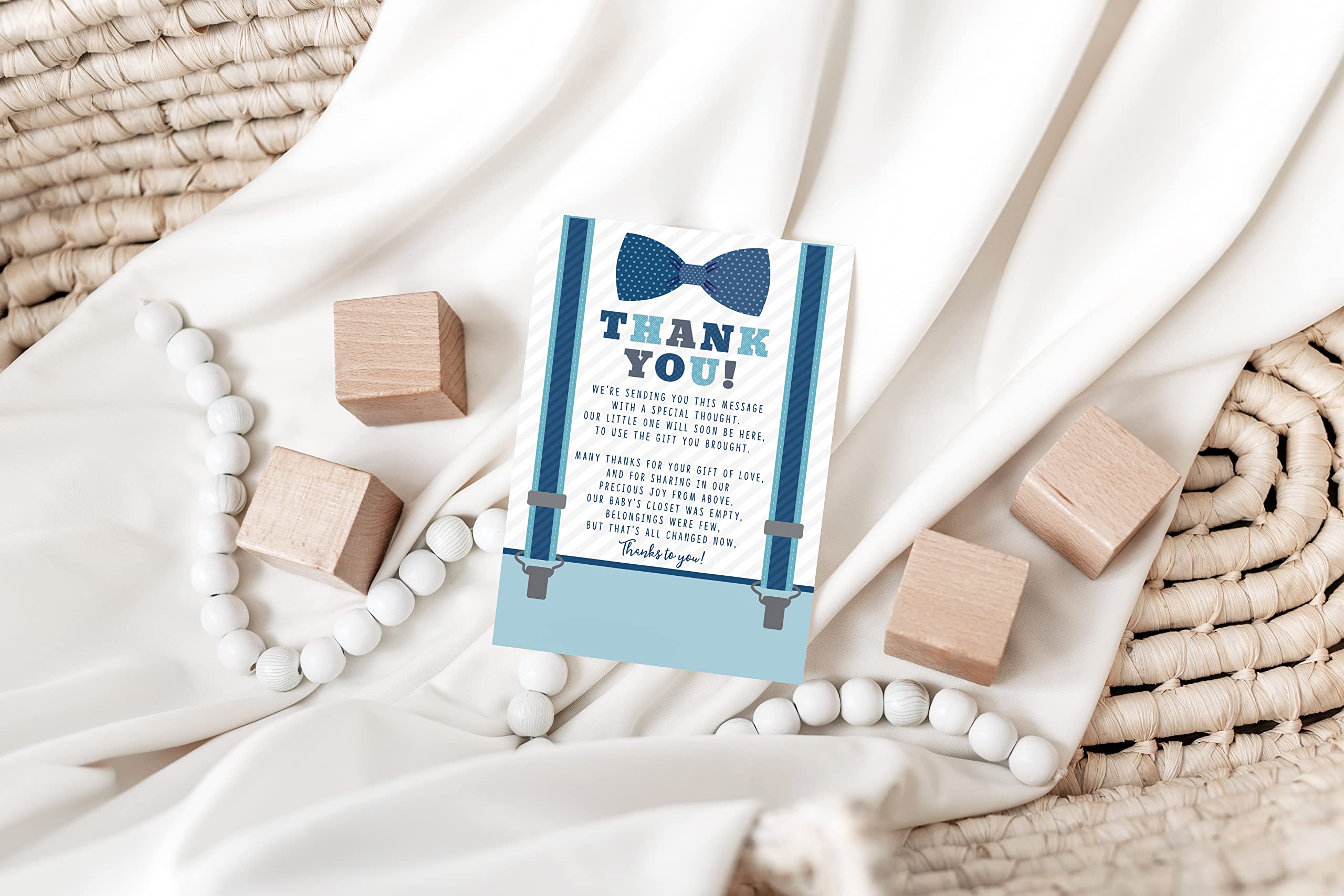 Your Main Event Prints Little Man Boy Baby Shower Thank You Cards Bow Tie and Mustaches 20 Count Including Envelopes