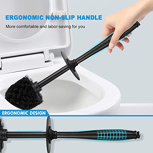 Toilet Bowl Brush Holder Set: 2 Pack Modern Deep Cleaning Bathroom Toilet Scrubber with Caddy for Rv - Rim Decorative Accessories Cleaner Brushes for Toilet - Black