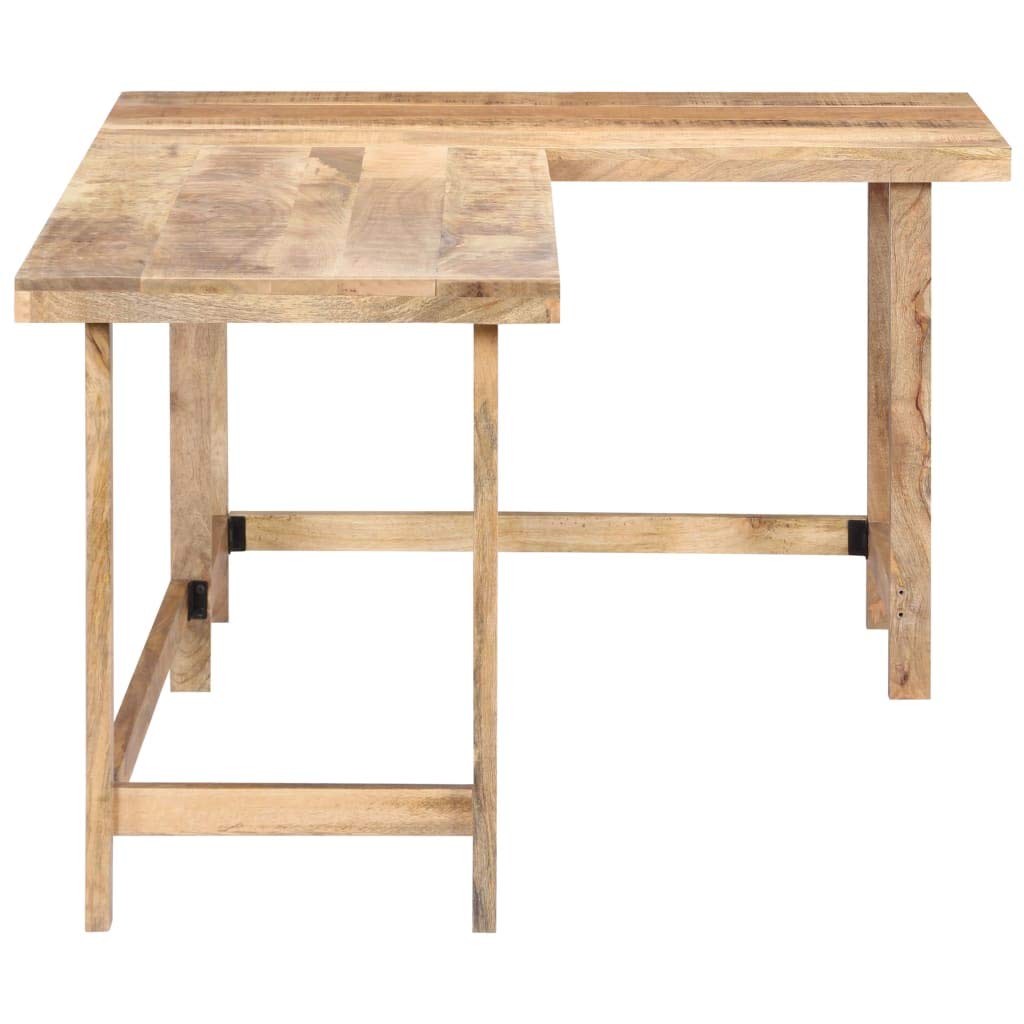 vidaXL Desk, L-Shaped Computer Desk, Home Office Corner Desk, Living Room Writing Table Workstation, Farmhouse Style, Solid Wood Mango