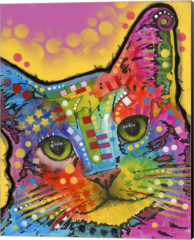 Tilt Cat by Dean Russo Canvas Art Wall Picture, Museum Wrapped with Black Sides, 16 x 20 inches