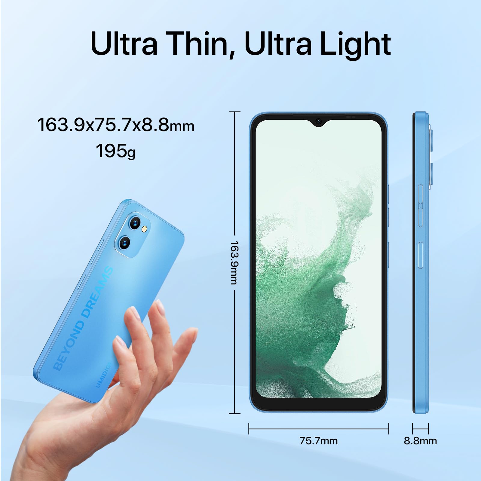 UMIDIGI Cell Phone G1 Plus, Android 13 Smart Phone, Dual SIM 4G LTE Mobile Phones, 3GB+32GB & 1TB Expandable Android Phone, 6.52" HD+, 5150mAh Battery, GSM Unlocked