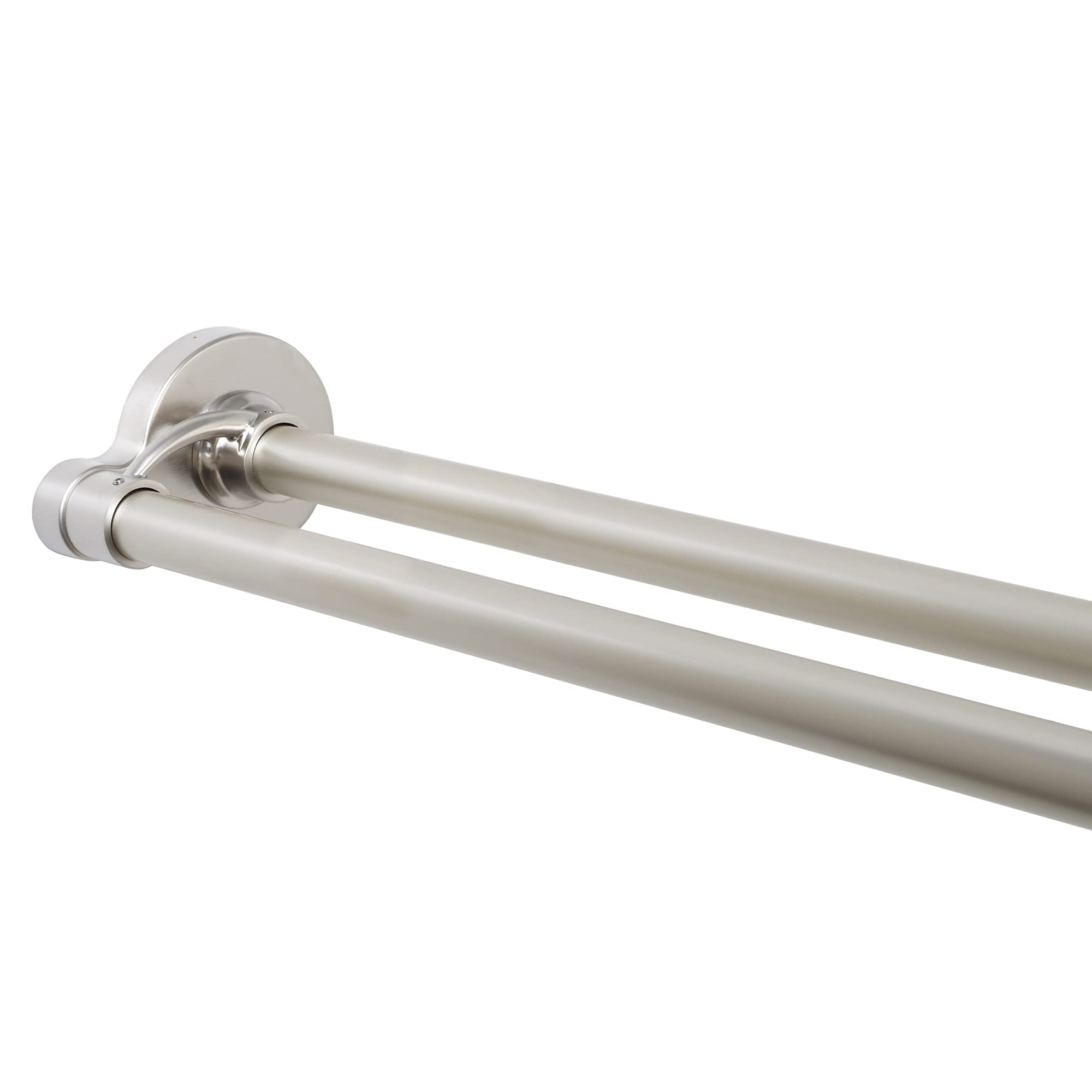 Zenna Home Rustproof Tool-Free Tension or Permanent Mount Adjustable Double Shower Rod, 44 to 72 Inches, Nickel