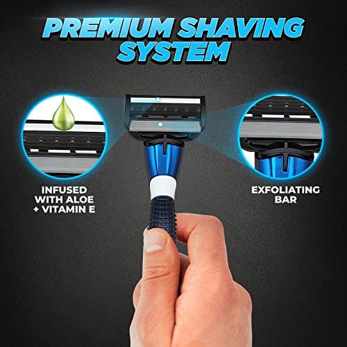 The Ultimate 5 Razors for Men β Premium Shaving Razors for Men with 5 Razor Blades β Exfoliating Bar and Aloe Vera Infused Lubricant β Removable Face Razor Head with Sharp Flexible Blades