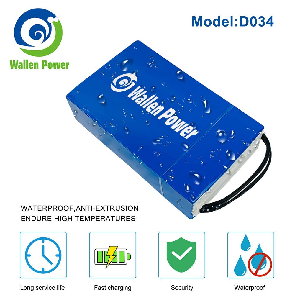Wallen Power 60V 20AH Ebike Battery, Electric Bicycle Battery for 1800w 1500w 1200w 1000w Bike Motor, Waterproof (PVC) Battery Pack with 40A BMS Protection Board