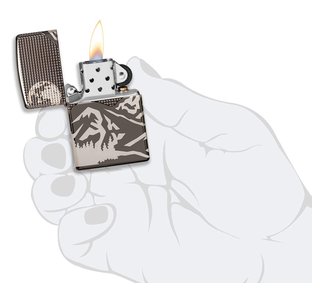 Zippo Armor Mountain Design Black Ice Pocket Lighter, one Size