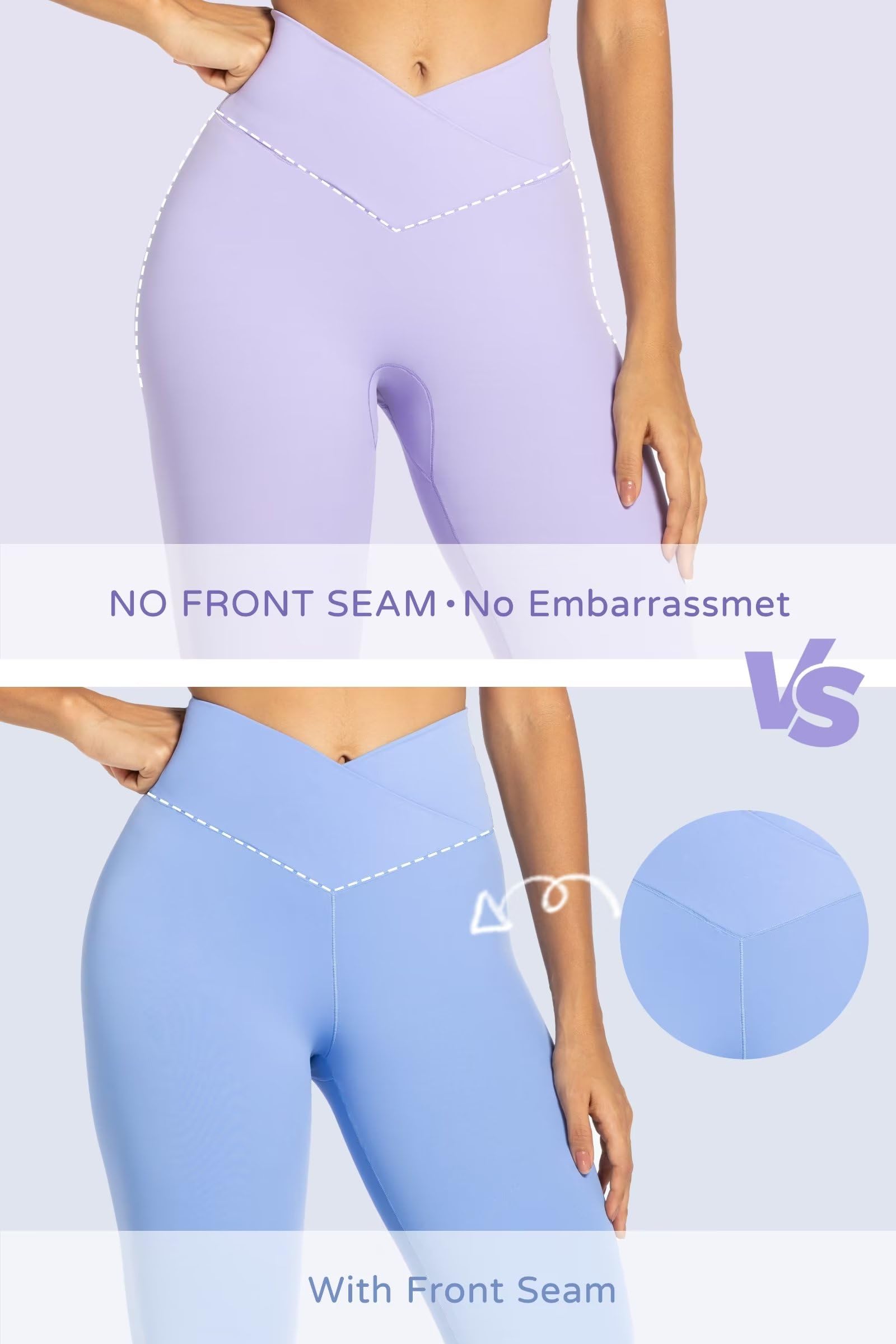 Sunzel Flare Leggings, Crossover Yoga Pants with Tummy Control, High Waisted and Wide Leg, No Front Seam Periwinkle Medium