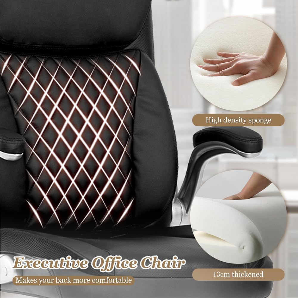 Savourseat Ergonomic PU Leather Office Chair Big and Tall Desk Chair 360°Swivel Office Chair Adjustable Height with Soft Armrest,300lbs