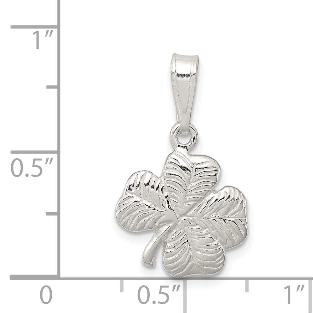 Solid 925 Sterling Silver 4-leaf Clover Charm Pendant - 24mm x 14mm