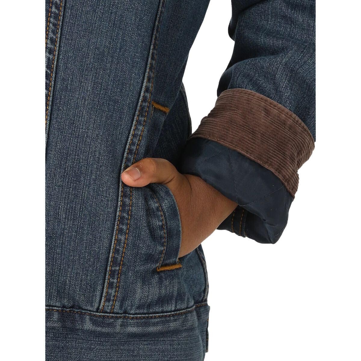 Wrangler Boys' Big Western Lined Jacket, Blanket Indigo, Large