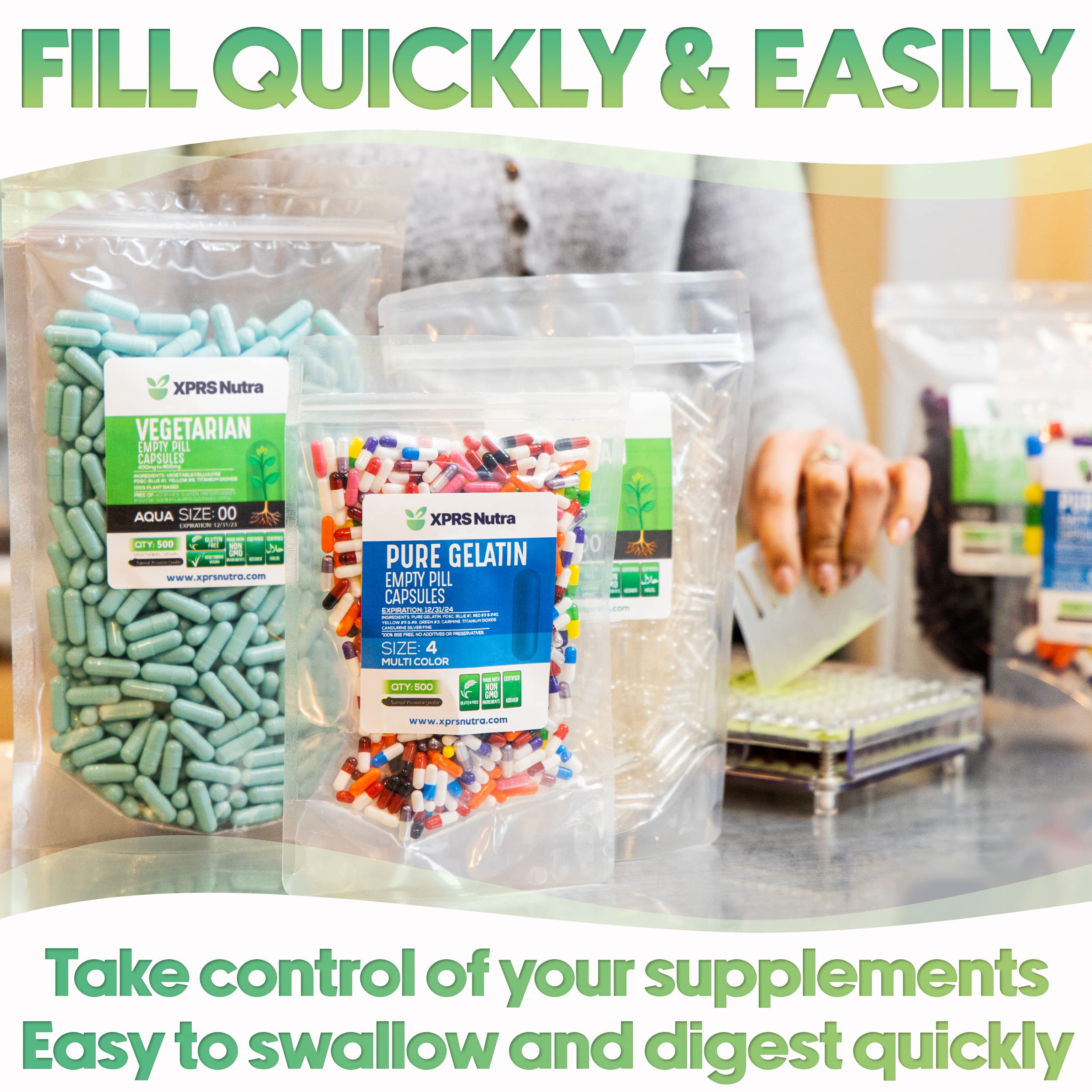 XPRS Nutra Size 2 Empty Capsules - 100 Count Empty Gelatin Capsules - Empty Pill Capsules - DIY Capsule Filling - Pure Bovine Pill Capsules Empty Gel Caps (Orange)