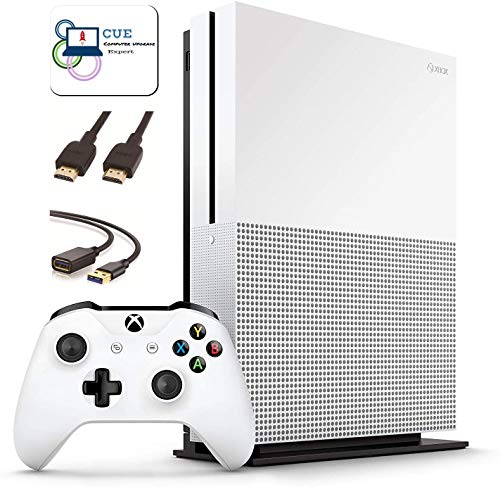 Xbox Microsoft One S Console w/ 1TB SSD, White, with One Wireless Controller, 4K Ultra Blu-ray and 4K Video Streaming, Family Christmas Holiday Bundle + CUE Accessories