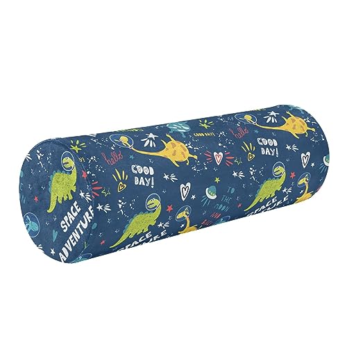 Vnurnrn Space Adventure Dinosaurs Neck Support Pillow Round Neck Roll Bolster Cylinder Pillow Cervical Pillows Arm Pillow for Leg Knee Back Head Support for Work Men Women Bed