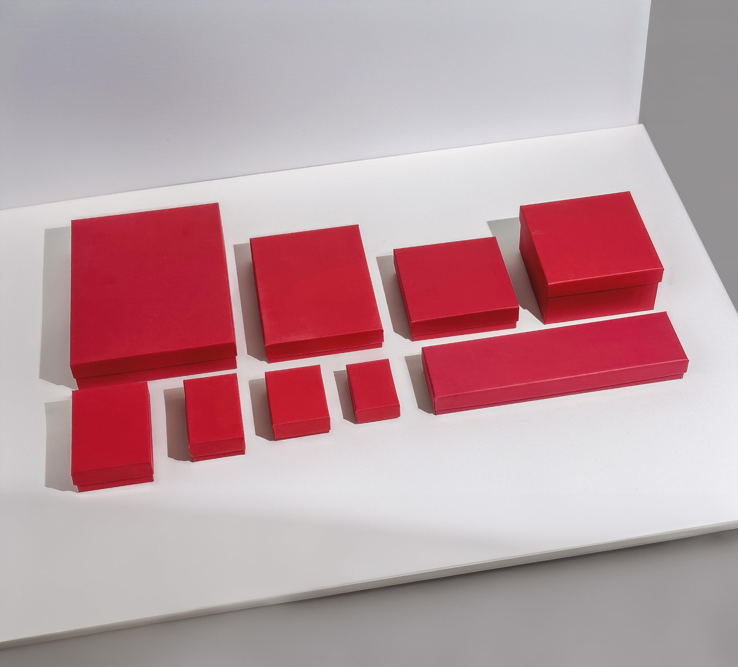 TheDisplayGuys - 25-Pack #32 Cotton Filled Cardboard Paper Jewelry Box Gift Case - Matte Red (3.3" x 2.3" x 1.0") - for Gifting, Shipping or Storage