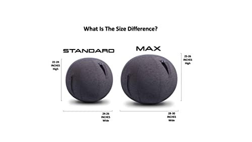 Vivora Luno - Sitting Ball Chair for Office and Home, Lightweight Self-Standing Ergonomic Posture Activating Exercise Ball Solution with Handle & Cover, Classroom & Yoga, Standard