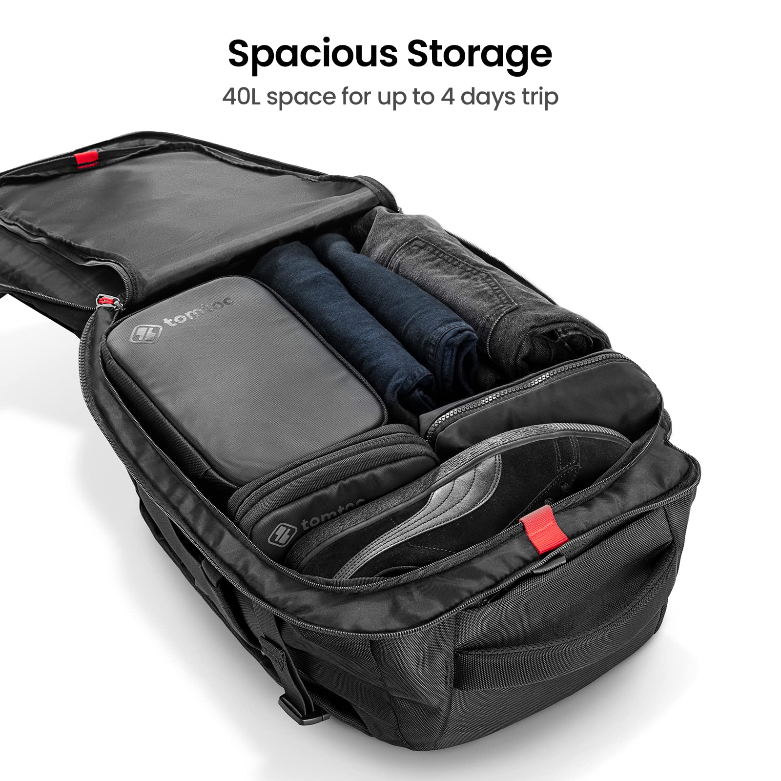 tomtoc Bundle Set - Navigator-T66 Travel Laptop Backpack 40L & Explorer-T21 Sling Bag S Black 4L(Fits 8.2-inch iPad Mini)