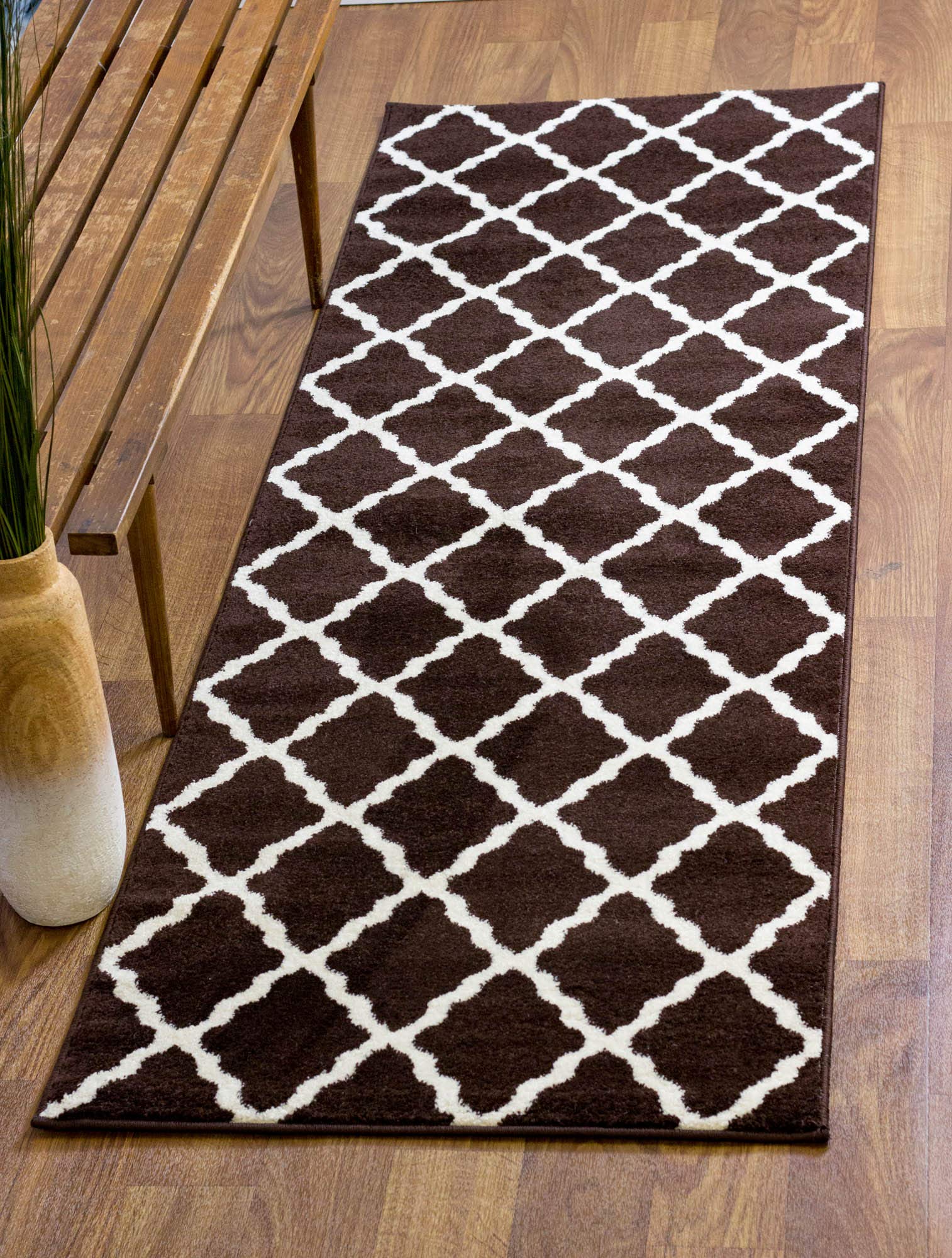 Super Area Rugs Country Classic Trellis Area Rug, Brown, 2' 7" x 7' 10" Runner