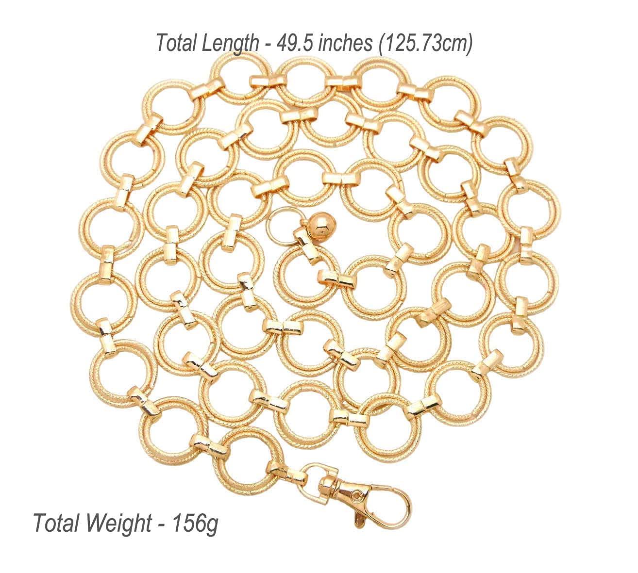 Women's Polished O- Ring All Over Links Metal Link Chain Waist Fashion Belt (Silver)