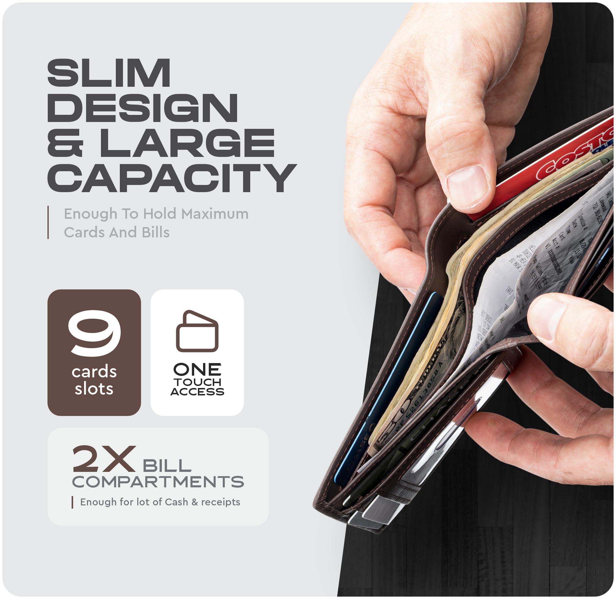 Wallet for Men’s - Genuine Leather Slim Bifold RFID Wallet - Gift for Men Packed in Stylish Gift Box