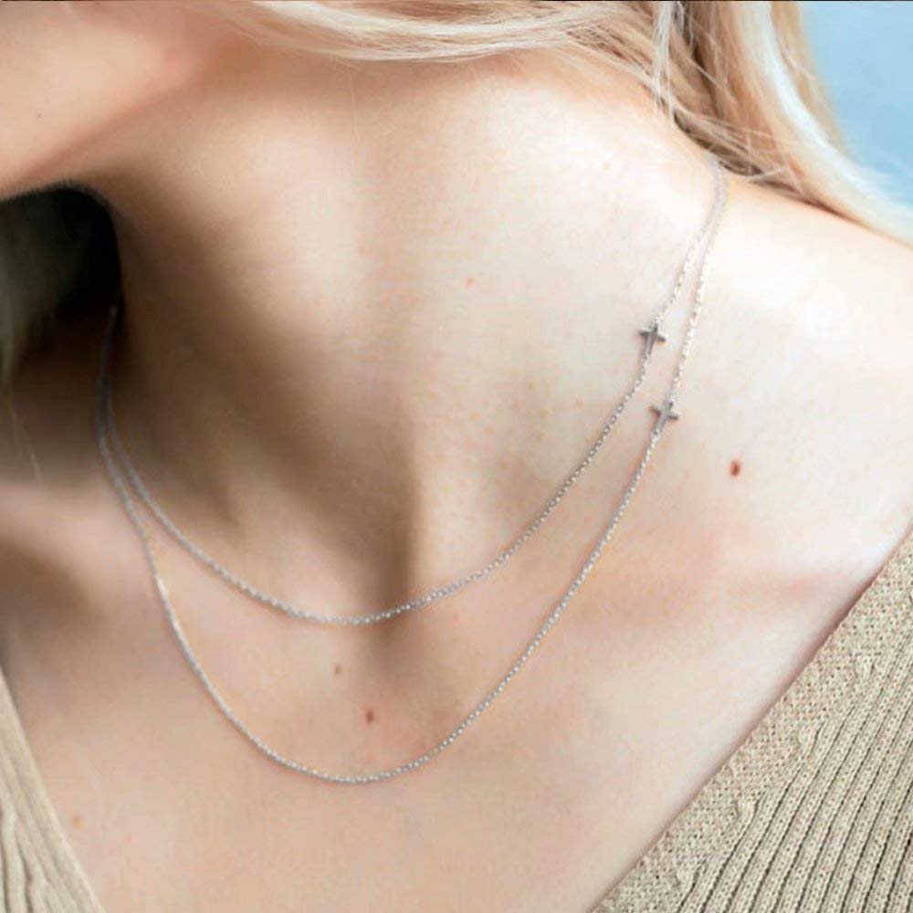 Turandoss Cross Pendant Necklaces for Women Pendant Chain 14 Inch Gold
