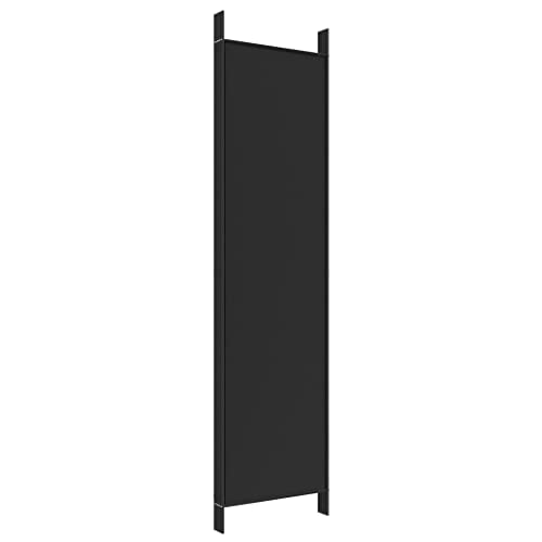 YAFF 5-Panel Folding Partition Privacy Screens, Portable Fabric Room Divider with Iron Frame, Freestanding Privacy Partial for Bedroom Home Office, 98.4" x 78.7"-Black