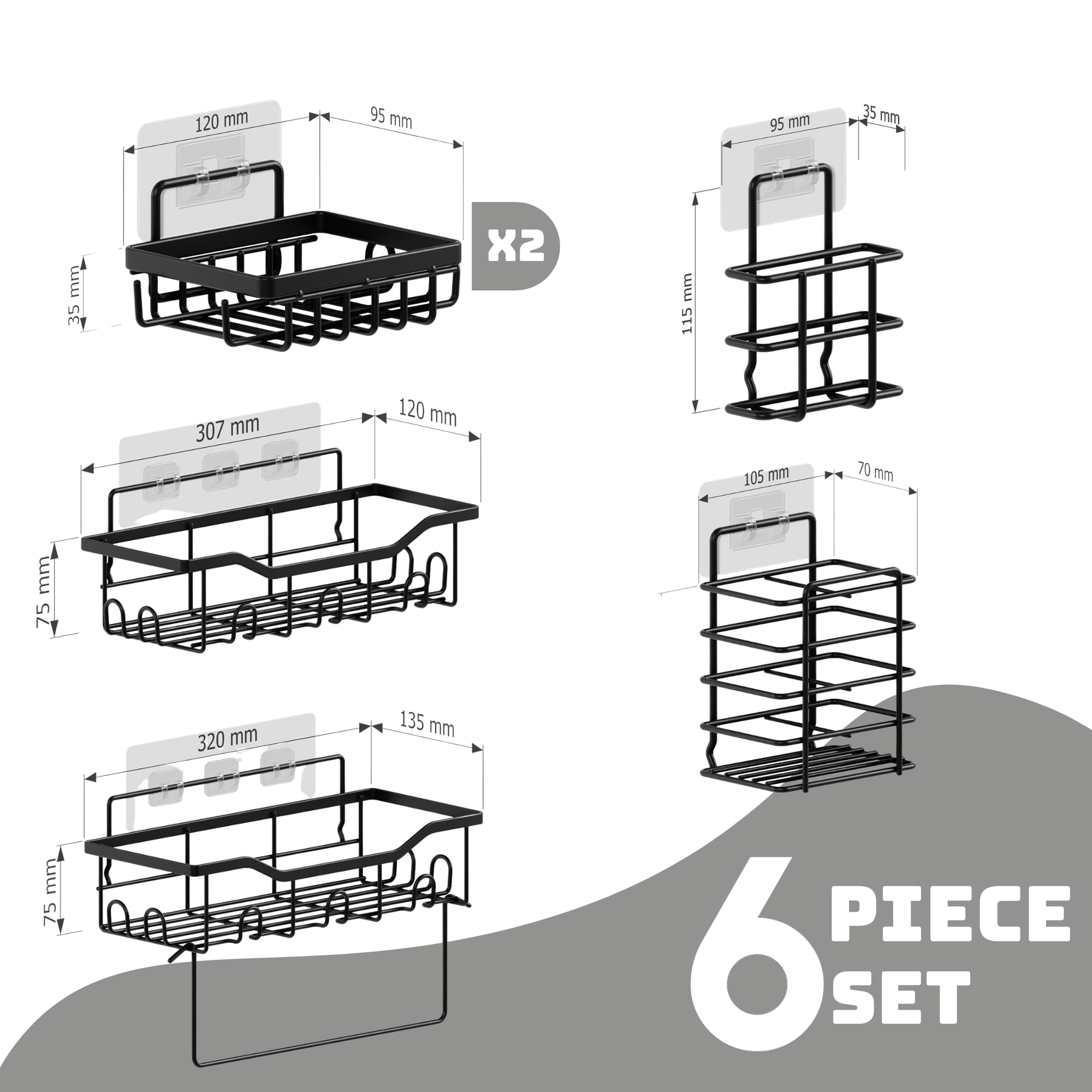 Shower Caddy Hanging Organizer | Adhesive Storage Shelf for Bathroom Accessories | Bathroom Counter Organizer | Shower Organizer Adhesive | Hanging Shower Rack with Storage Shelf and Phone Holder