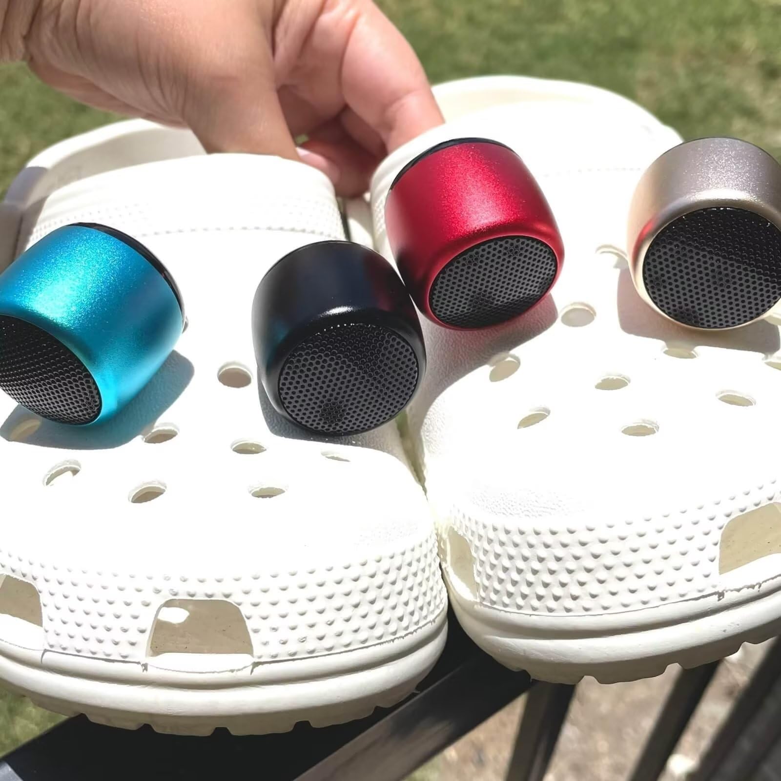 UUEENN Croc Speaker, Mini Speaker for Crocs, Halloween Mini Speaker, Bluetooth Croc Charm, Black