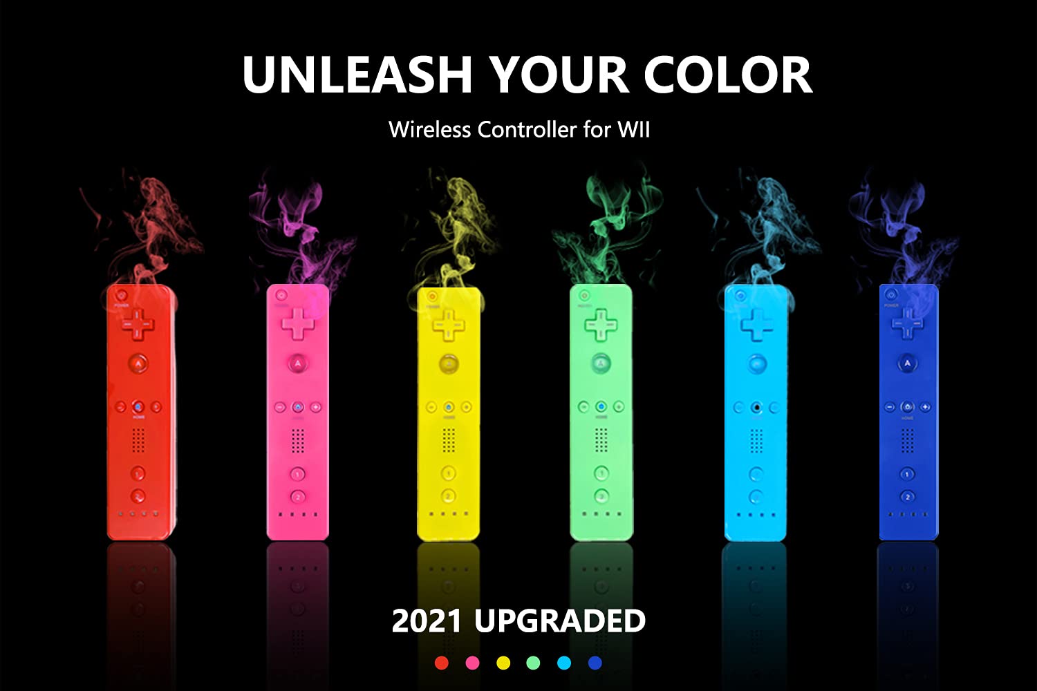 Yosikr Wii Controller 2 Pack, Wii Remote Controller with Silicone Case and Wrist Strap Compatible for Wii/Wii U (Red and Blue)