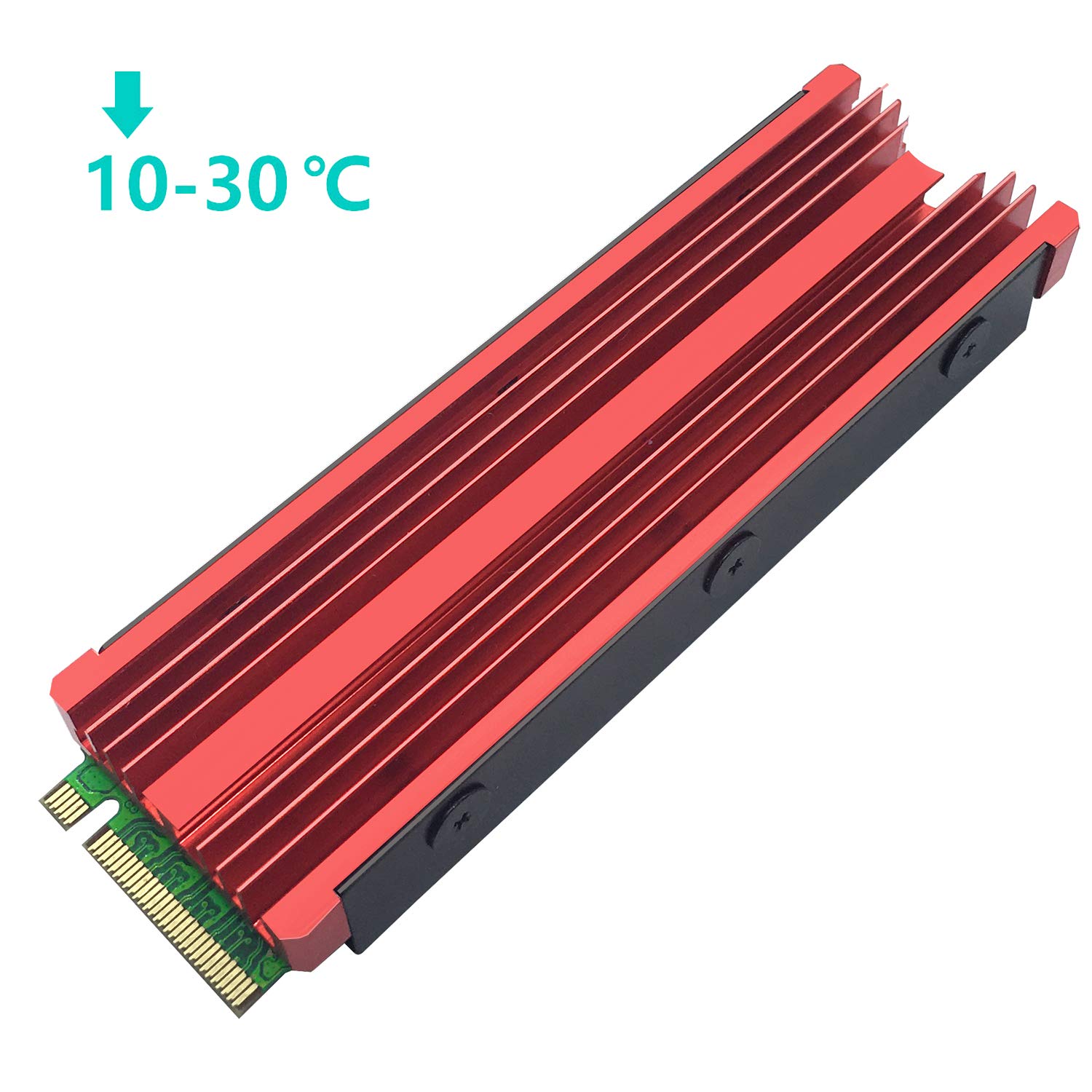 Voice on growth NVMe M.2 Aluminum Heatsink Cooler for 2280 M2 SSD Heat Sink with Silicone Thermal Pad (red)