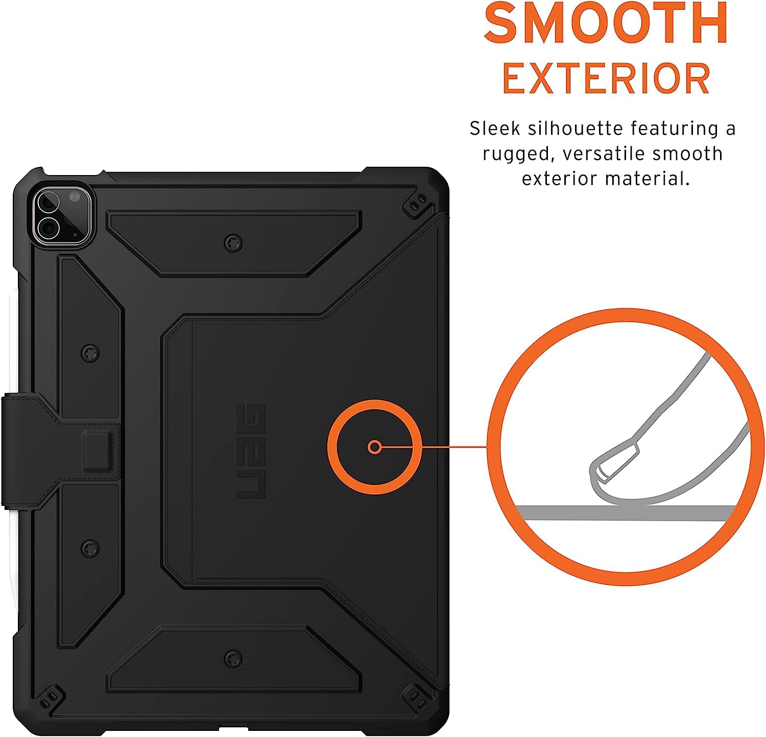 UAG iPad Pro 12.9" (6th Gen 2022, 5th Gen 2021) Case Black Metropolis SE Rugged Smooth Exterior Material Heavy Duty Folio Stand Protective Cover, by URBAN ARMOR GEAR