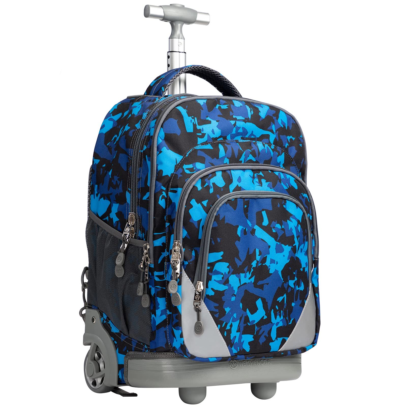 WEISHENGDA 18 inches Wheeled Rolling Backpack for Adults and School Students Short Trip Books Laptop Trolley Bags, Red Star