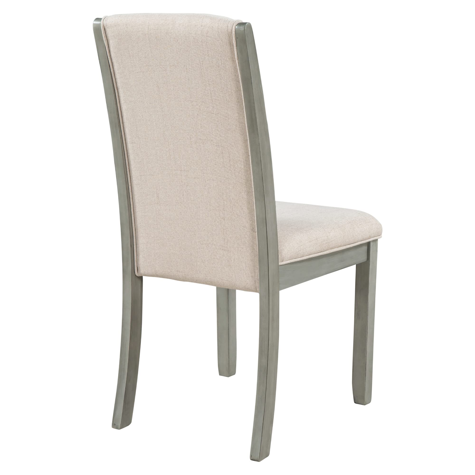 YuiHome Set of 4, Full Back Set with Upholstered, Farmhouse Dining Chairs with Solid Wood Frame and Legs,Gray+Cushion Beige