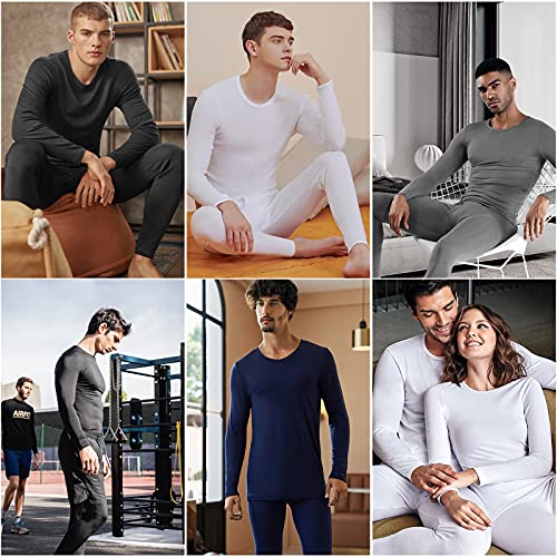 WEERTI Thermal Underwear for Men Long Johns Mens with Fleece Lined, Base Layer Men Cold Weather Top Bottom (Black XL)