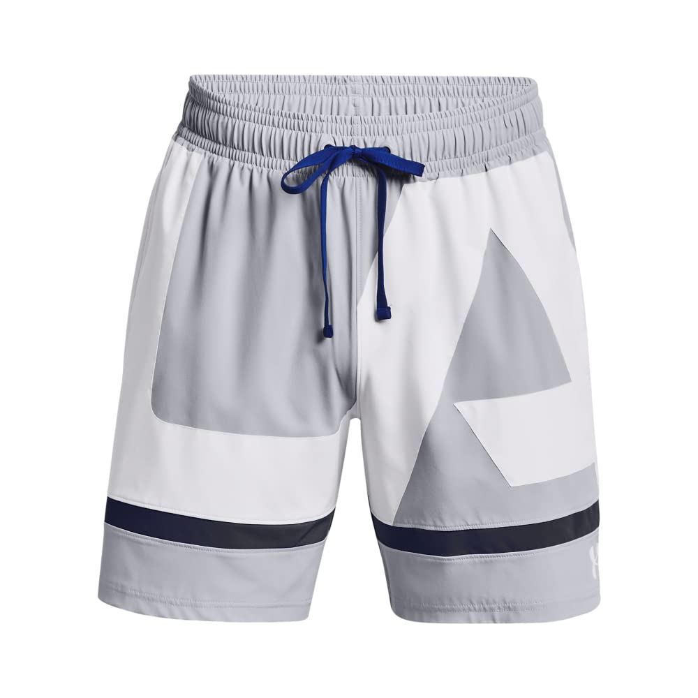 Under Armour Men's Baseline Woven 7" Basketball Short, (011) Mod Gray/White/White, Large