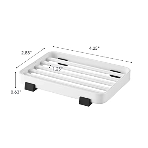 YAMAZAKI Slotted Home Tray Holder Sink | Steel | Soap Dish, One Size, White