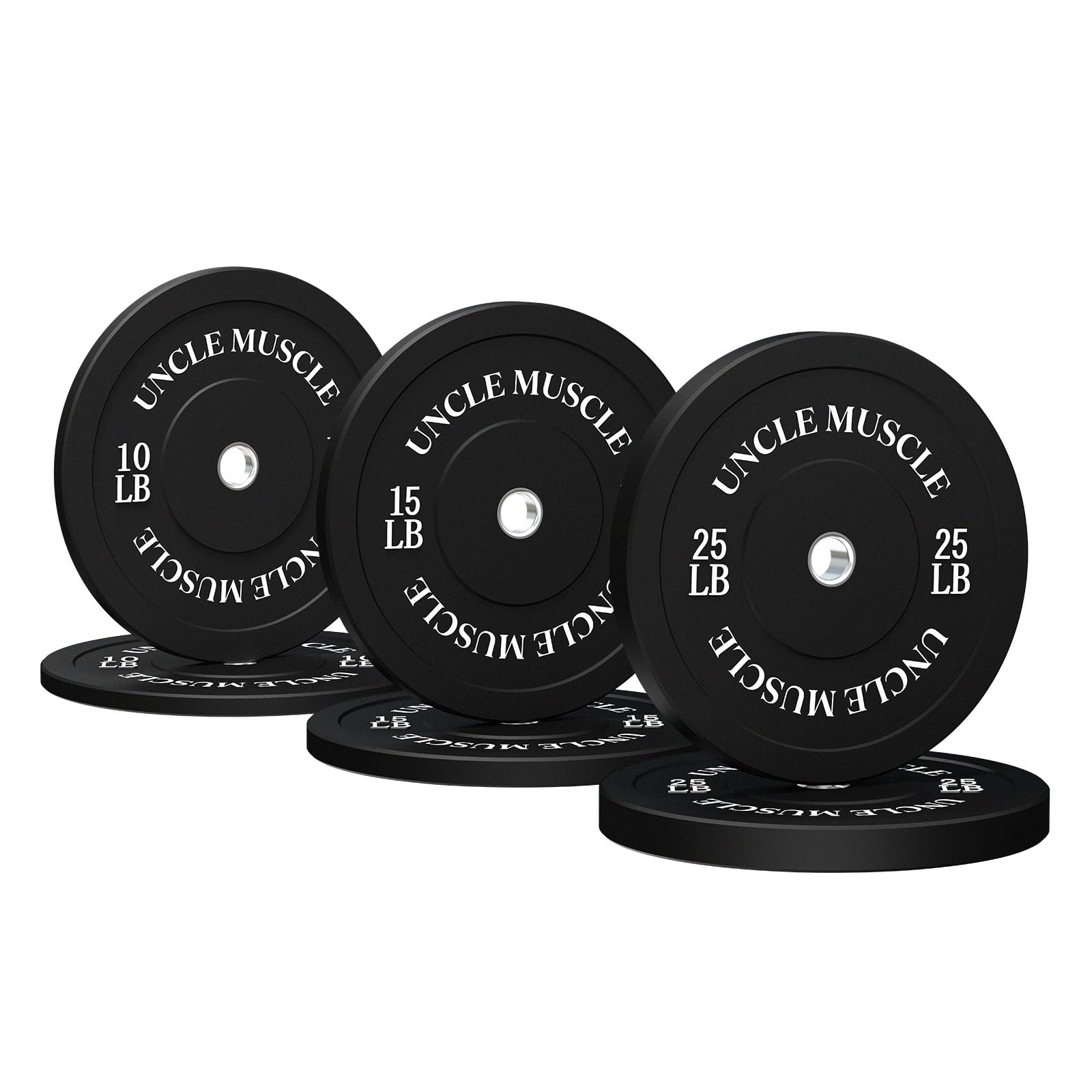 Uncle Muscle Rubber Bumper Plates Olympic Weight Powerlifting Plates for Strength Training Weight Lifting Plate Home Gym for 2 Inch Barbell