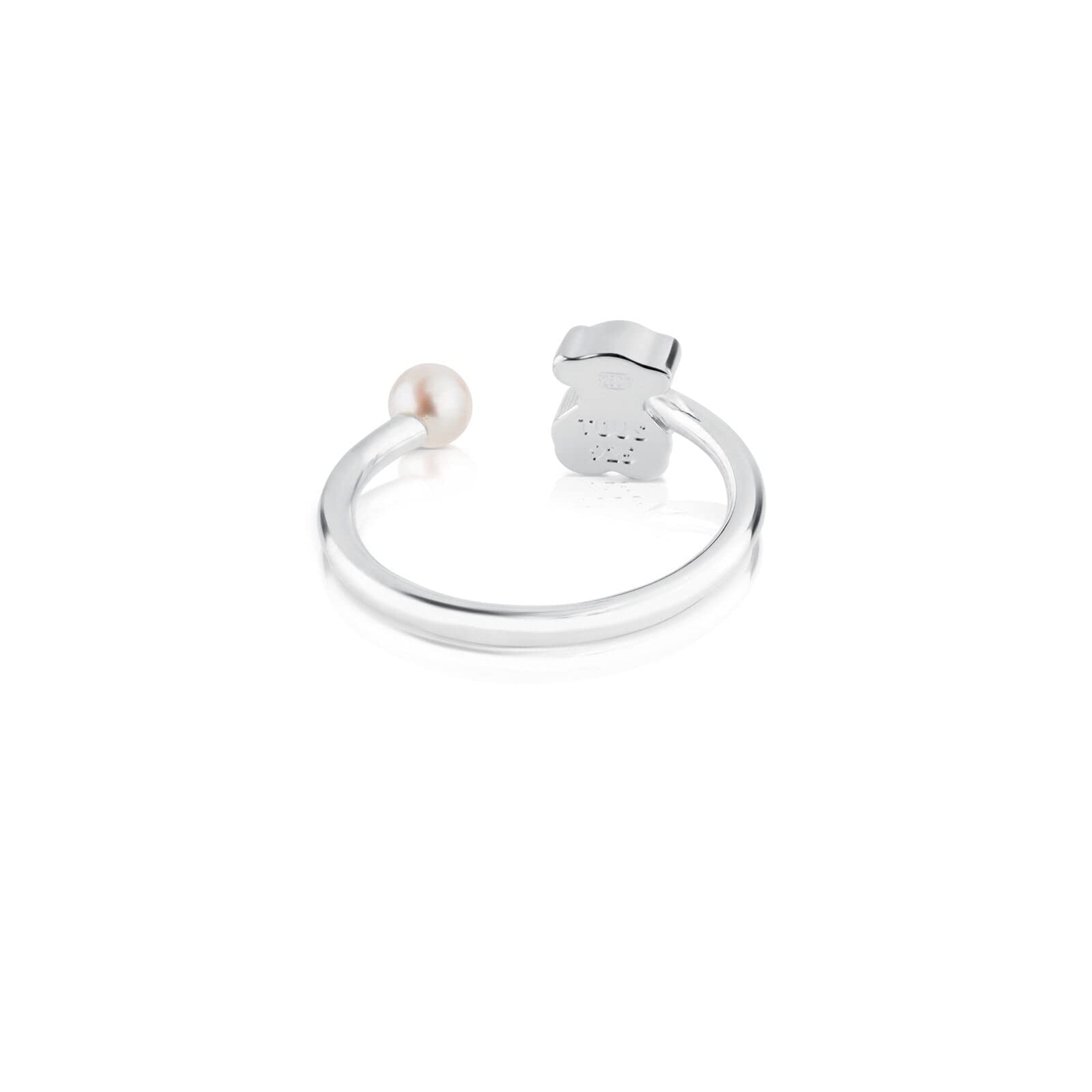 TOUS Sterling Silver Ring for Women with Pearl, Length 0.4 cm, Light and Voluminous, Sweet Dolls Collection