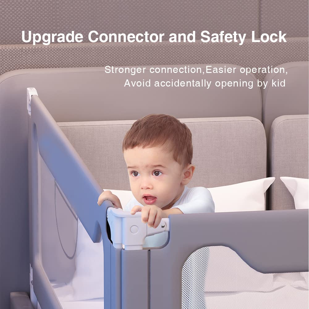 Ude-licate 3Sides Bed Rail Set for Toddlers - 2023Upgrade Extra Long Toddler Bedrail Guard for Queen Size - Safety Bed Guard Rails for Child(2m x 2+1.5m x1)