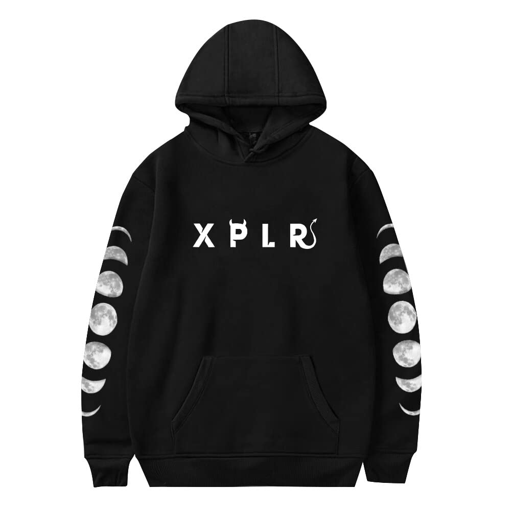 XPLR Hell Week 22 Cloud Hoodie Long Sleeve Sweatshirts Men Women's Pullover Sam and Colby Clothes (Black-WP11695,L)