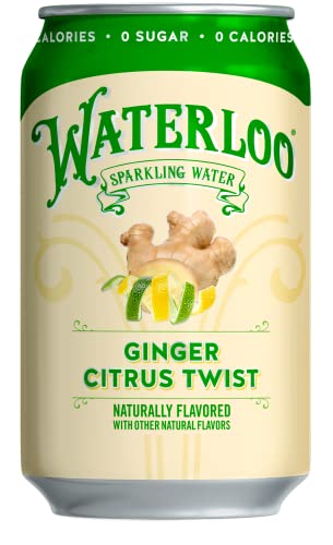 Waterloo Sparkling Water, Ginger Citrus Twist Naturally Flavored, 12 Fl Oz (Pack of 24) | Zero Calories | Zero Sugar or Artificial Sweeteners | Zero Sodium