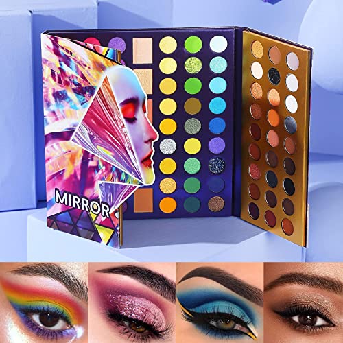 UCANBE 5pcs Eyeshadow Makeup Set -114 Shades MIRROR Eye Shadow Palette, 15 Soft Brushes Set, 1 Eye Primer Base, 2 Make up Blending Sponges, All In One Gift Kit
