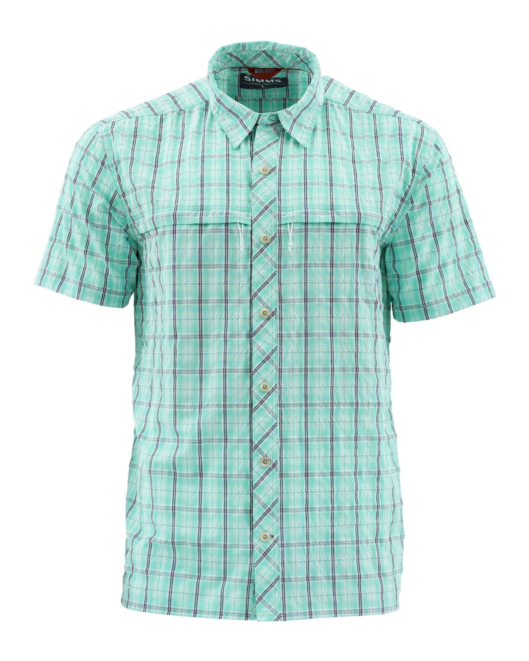Simms Men’s UPF 30+ Stone Cold Cooling Fishing Shirt, Aruba Plaid M
