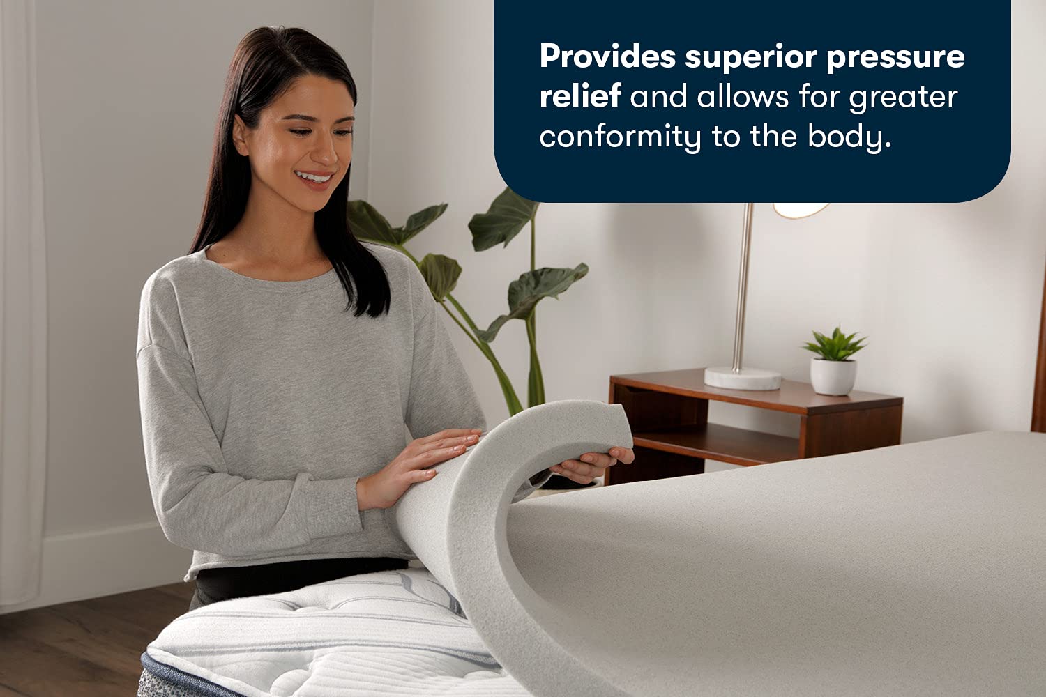 Serta Graphite Infused Pressure-Relieving Memory Foam Mattress Topper, 2 Inch, California King